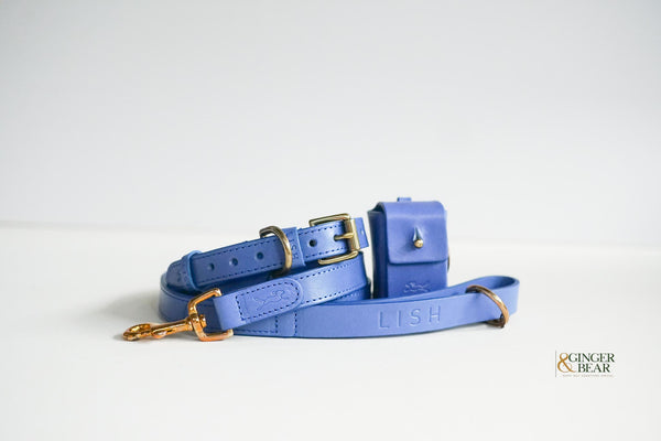 LISH Coopers Cobalt Blue Italian Leather Dog Collar – Ginger and Bear